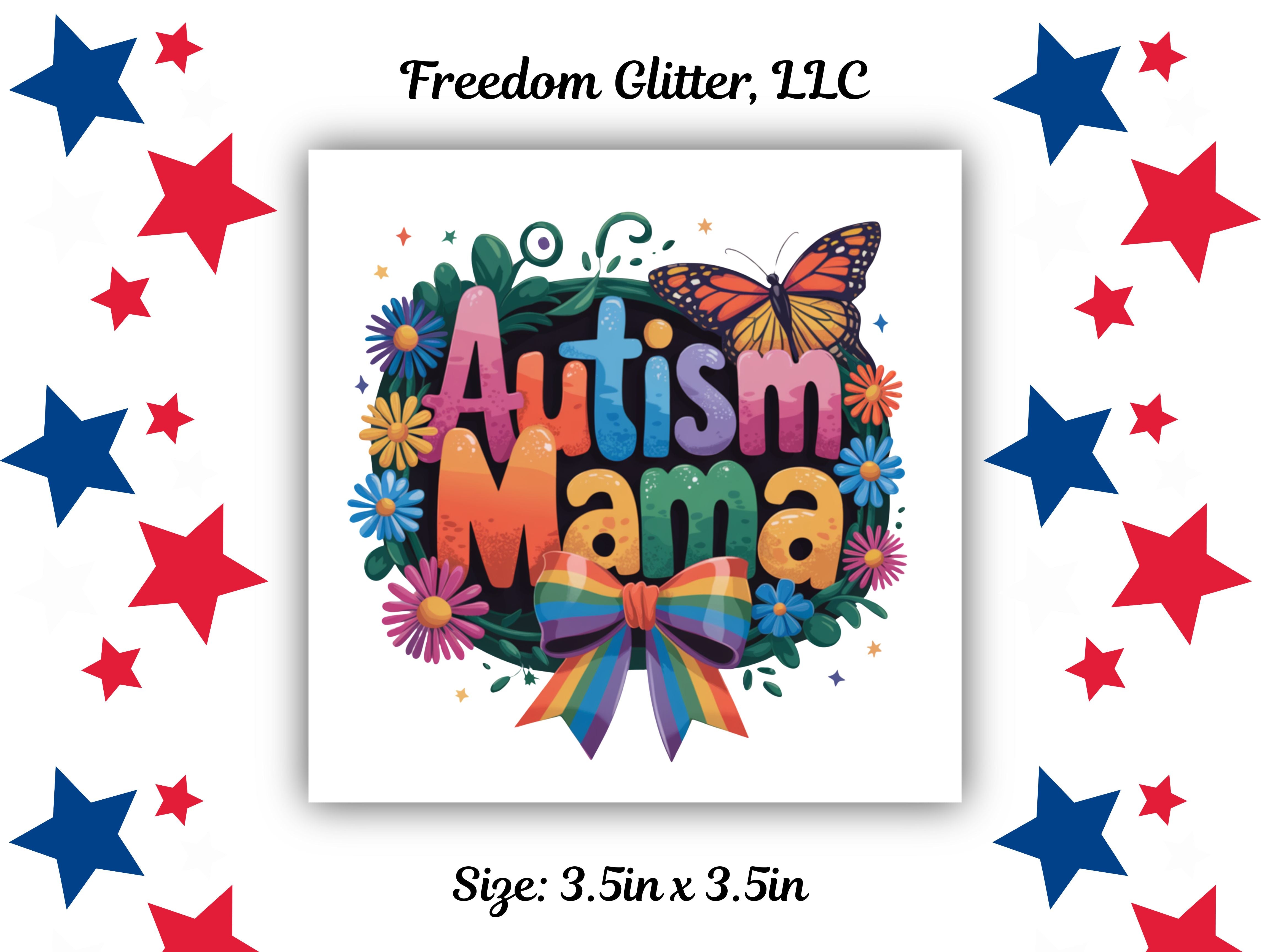 Autism Mama UVDTF Decal | Colorful Floral Awareness Sticker for Proud ...