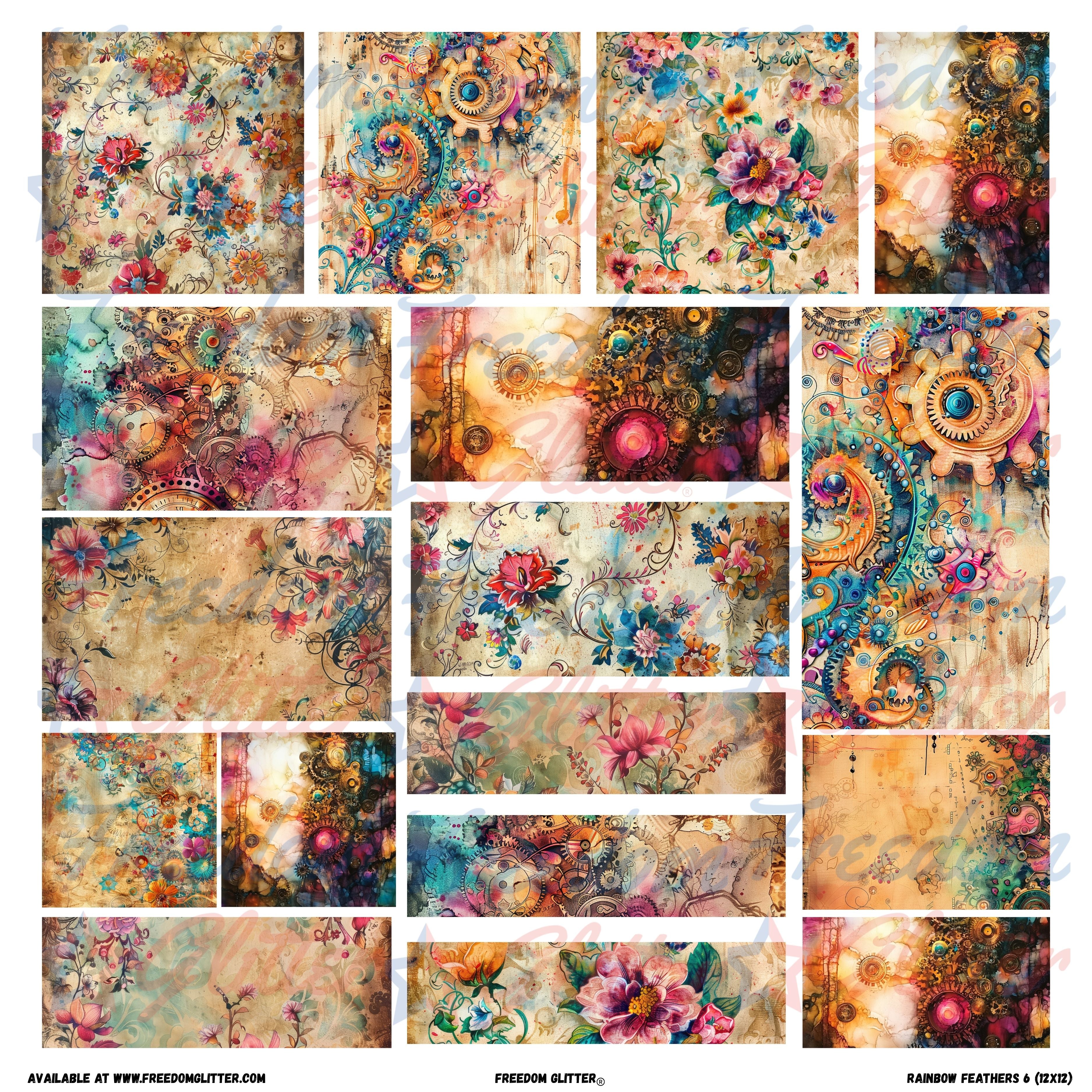 Patchwork Elements - Steampunk Floral 2 (Printed Vinyl) – Freedom Glitter