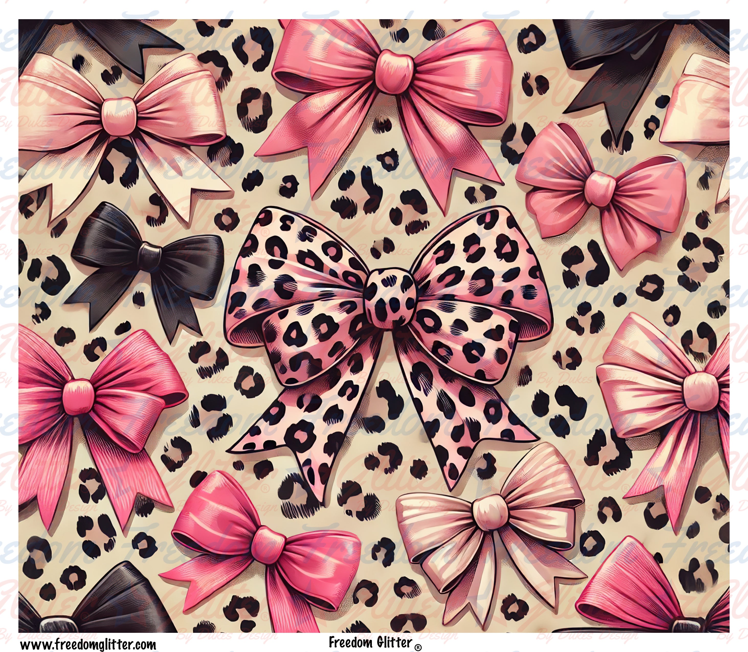 Pink & Black Leopard Print Bows (Printed Vinyl) – Freedom Glitter