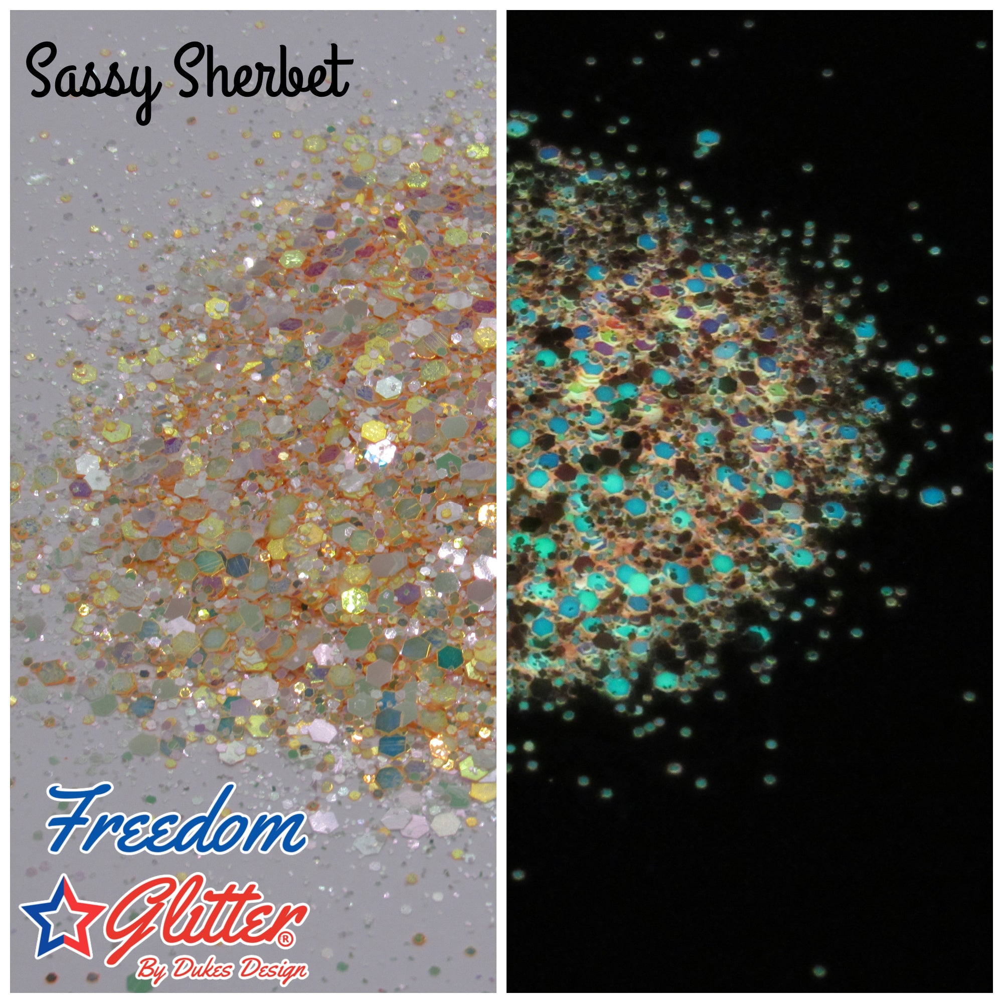 Sassy Sherbet Glow Glitter | 2oz Chunky Mix | Freedom Glitter